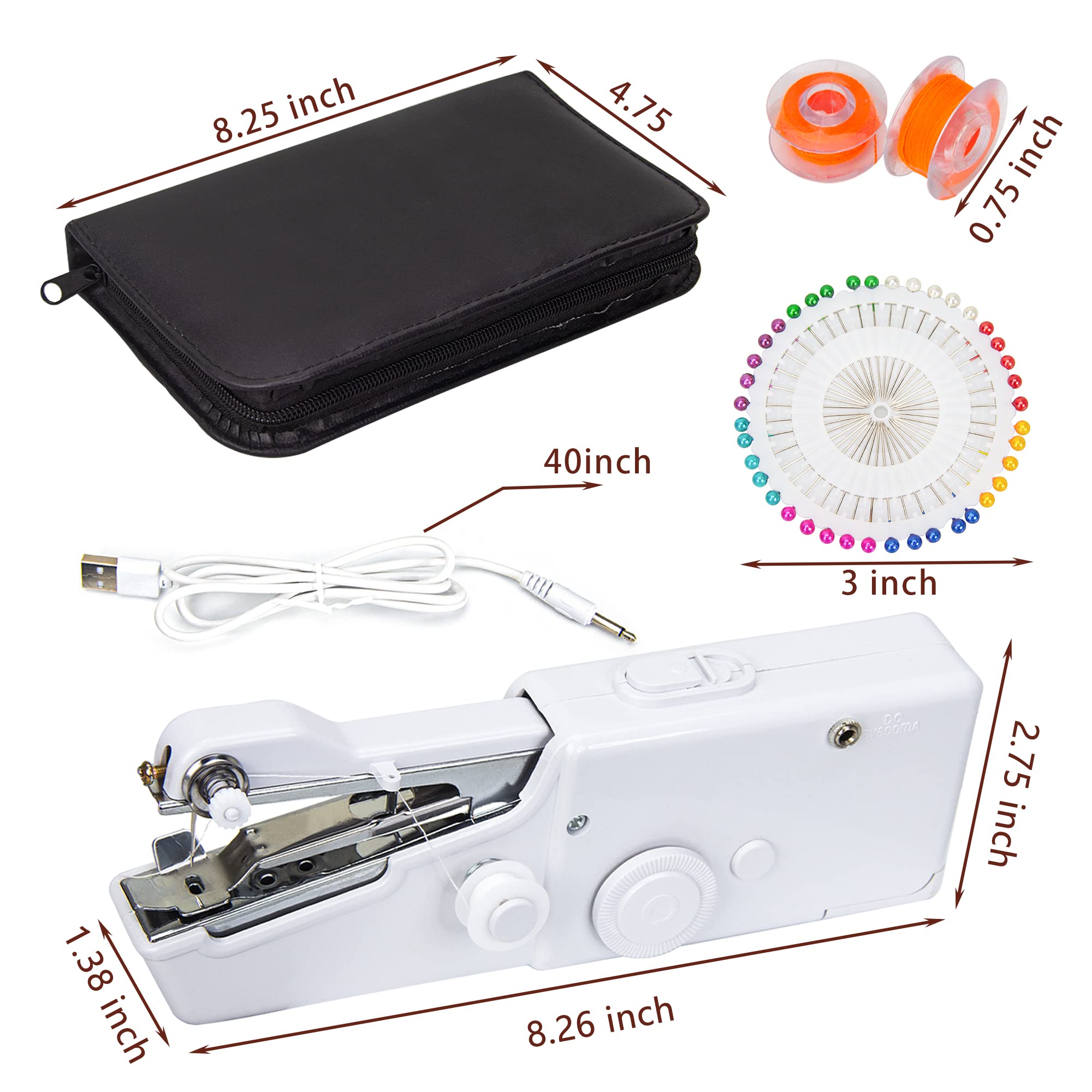 Handheld Sewing Device Portable Sewing Machine with 177 Pcs Sewing Kit Supplies Handheld Electric Sewing Machine for Beginners, Kid, Home Travel Use