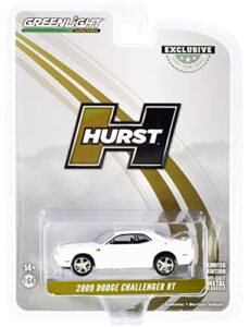 2009 challenger r/t hemi white with gold stripes hurst performance edition hobby exclusive 1/64 diecast model car by greenlight 30306