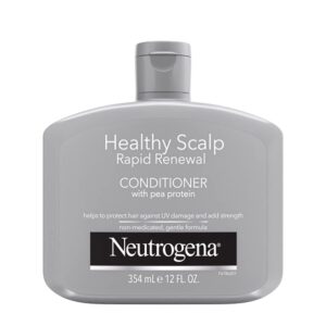 neutrogena healthy scalp rapid renewal conditioner with pea protein & uv damage protecting for strong healthy-looking hair, white, unscented, 12 fl oz