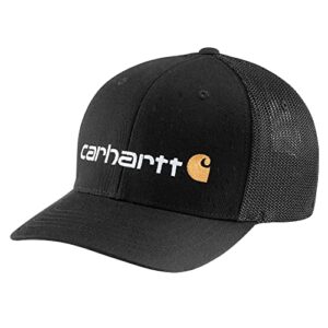 carhartt mens rugged flex fitted canvas mesh back graphic baseball cap, black, x-large-xx-large us