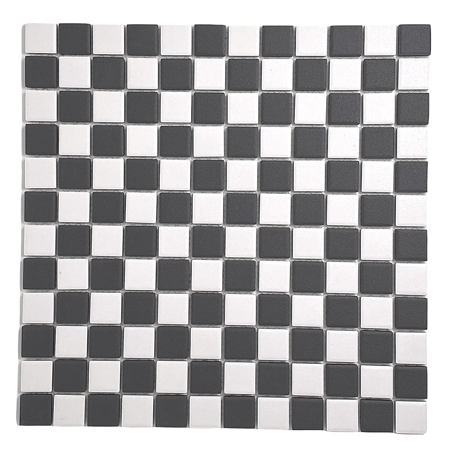 TDPW-UGBW1X1-400 Black Greyish Charcoal & White Checkered Unglazed Porcelain 7/8 Inch Square Mosaic Tile for Bathroom Floors, Walls, Kitchen Backsplash and Pool (Not Peel and Stick) - Box of 5 Sheets