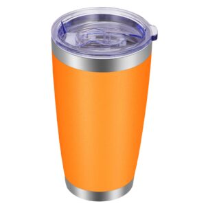 vegond 20oz tumbler with lid and straw stainless steel tumbler cup vacuum insulated double wall travel coffee mug powder coated coffee cup(orange 1 pack)