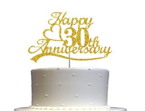 30th anniversary cake topper gold glitter, 30 wedding anniversary party decoration ideas, premium quality, sturdy doubled sided glitter, acrylic stick. made in usa (30th gold)