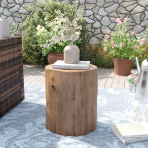 aquilla rustic stump side table, brown wood-look end table, stump accent side table stool for living room