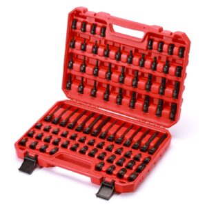 CASOMAN 84 Pieces 3/8" Dr. Master Hex Bit Impact Socket Set, CR-MO, SAE/Metric, Impact Grade, 3/8" Drive Allen Bit Socket Set