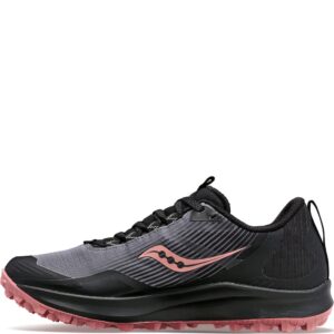 saucony women's peregrine 12 gore tex trail running shoe, charcoal/shell, 7.5