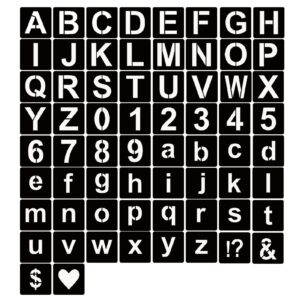 yeajon 3 inch letter stencils symbol numbers craft stencils, 66 pcs reusable plastic alphabet templates for painting on wood, wall, fabric, rock, glass, signage