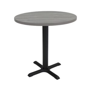 factory direct partners 13370-282 30" round café bistro table; modern dining, coffee, cocktail table for small spaces - light gray wood top/black base