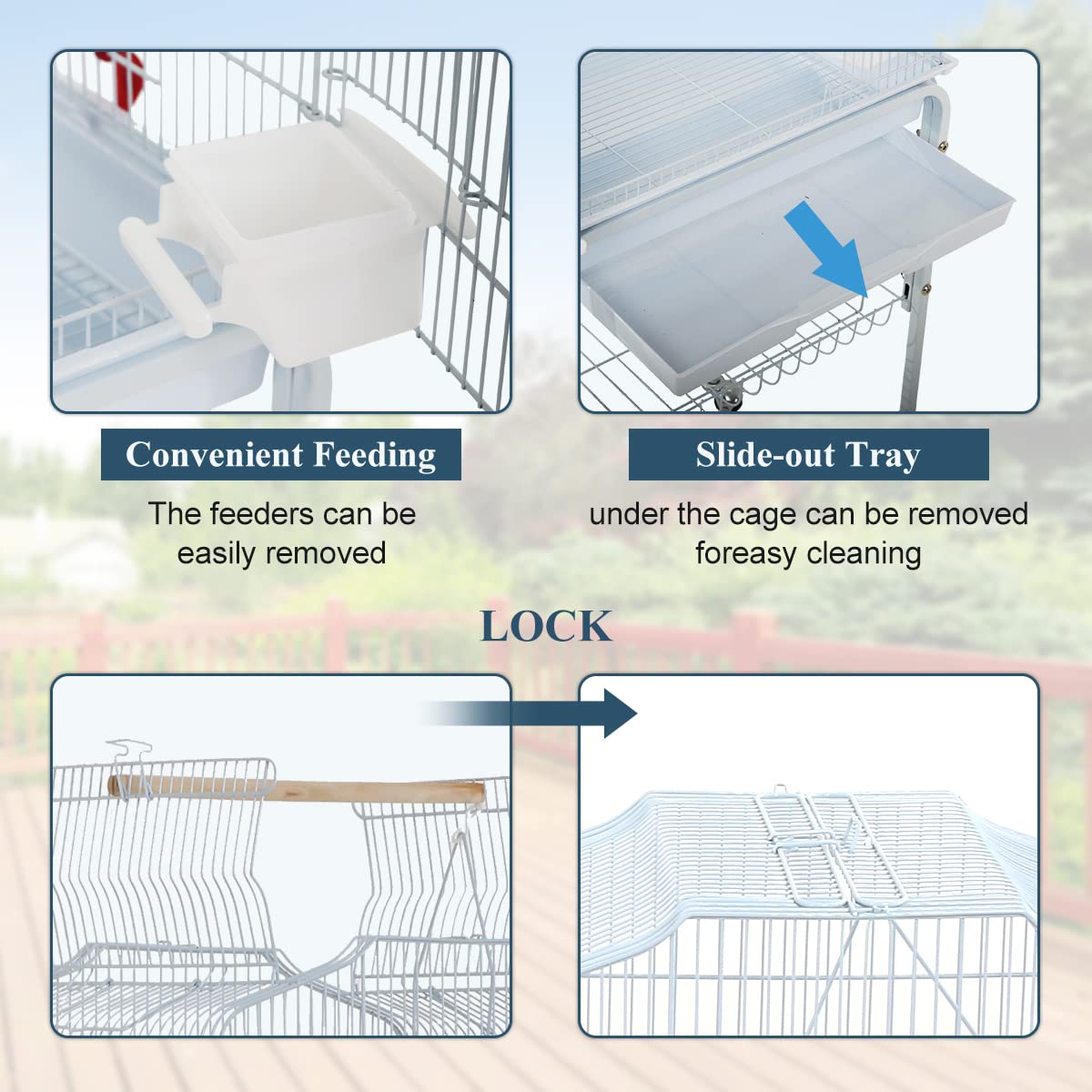 Bird Cages for Parakeets Cockatiels Lovebirds Macaw Conure, Large 64 Inch Open Top Parakeet Cage with Stand & Storage Shelf, White Wrought Iron Flight Pet House