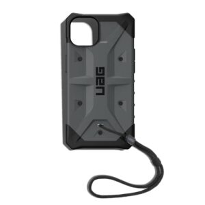 urban armor gear uag iphone 13 pro max [6.7-inch screen] case, pathfinder silver & paracord lanyard adjustable wrist strap, black