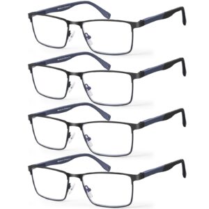 felixaim reading glasses for men, blue light blocking metal readers men, lightweight full frame eyeglasses with spring hinge