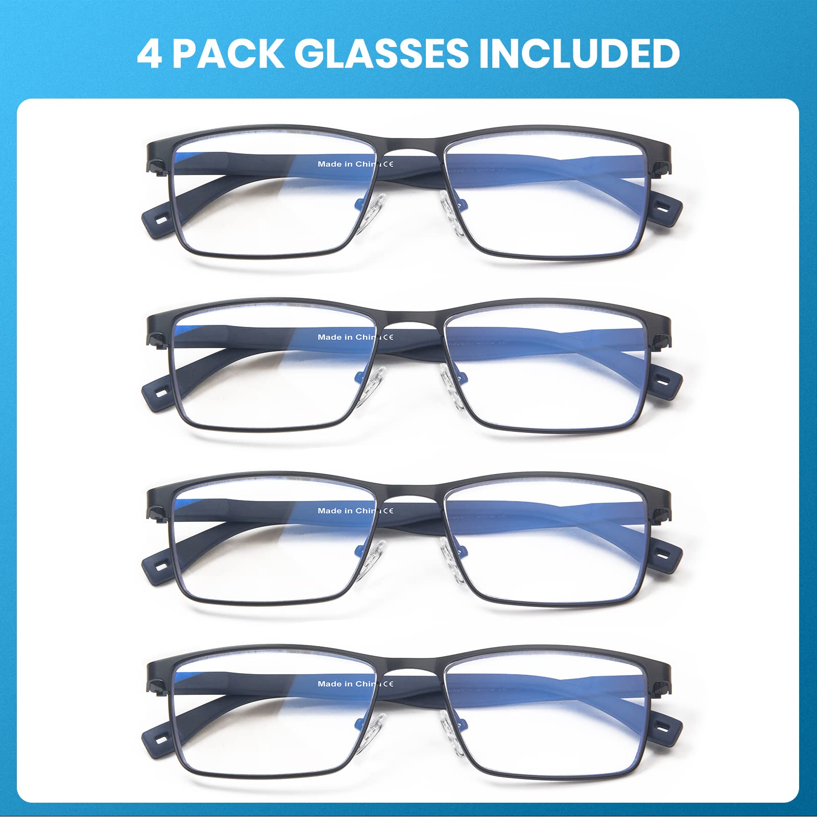 FelixAim Reading Glasses for Men, Blue Light Blocking Metal Readers Men, Lightweight Full Frame Eyeglasses with Spring Hinge