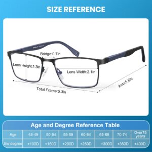 FelixAim Reading Glasses for Men, Blue Light Blocking Metal Readers Men, Lightweight Full Frame Eyeglasses with Spring Hinge