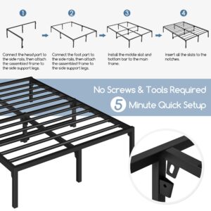 Yaheetech 13 Inch Queen Size Metal Platform Bed Frame Mattress Foundation with Ultra-Durable Steel Slat Support/Easy Assembly/No Box Spring Needed/Black