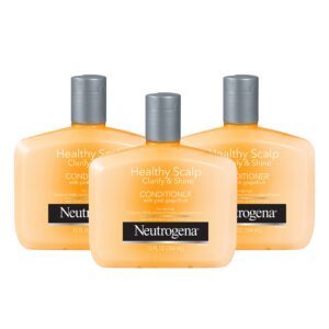 neutrogena exfoliating healthy scalp clarify & shine conditioner for oily hair and scalp, anti-residue conditioner with pink grapefruit, paraben & phthalate-free, color-safe, 12 fl oz (pack of 3)