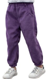 kids girls harem long pants bloomers corduroy trousers loose tracksuit bottoms purple, 4-5 years