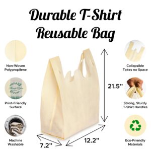 Simply Cool 300 Pack Reusable Eco-Friendly Grocery T-Shirt Shopping Bags 21”x12”x7” Durable, Environmentally Friendly Recyclable Shopping Bags Washable, Foldable, Portable Tote Bags Bulk