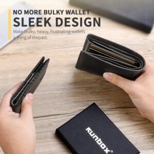 RUNBOX AirTag-Wallet-Mens-Slim-RFID Blocking Wallets Leather with Bill Compartment Air Tag Bifold Card Holder Wallet Gifts for Men Dad