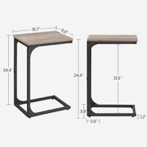 VASAGLE C-Shaped End Table, Small Side Table for Couch, Sofa Table with Metal Frame for Living Room, Bedroom, Bedside, Greige and Black