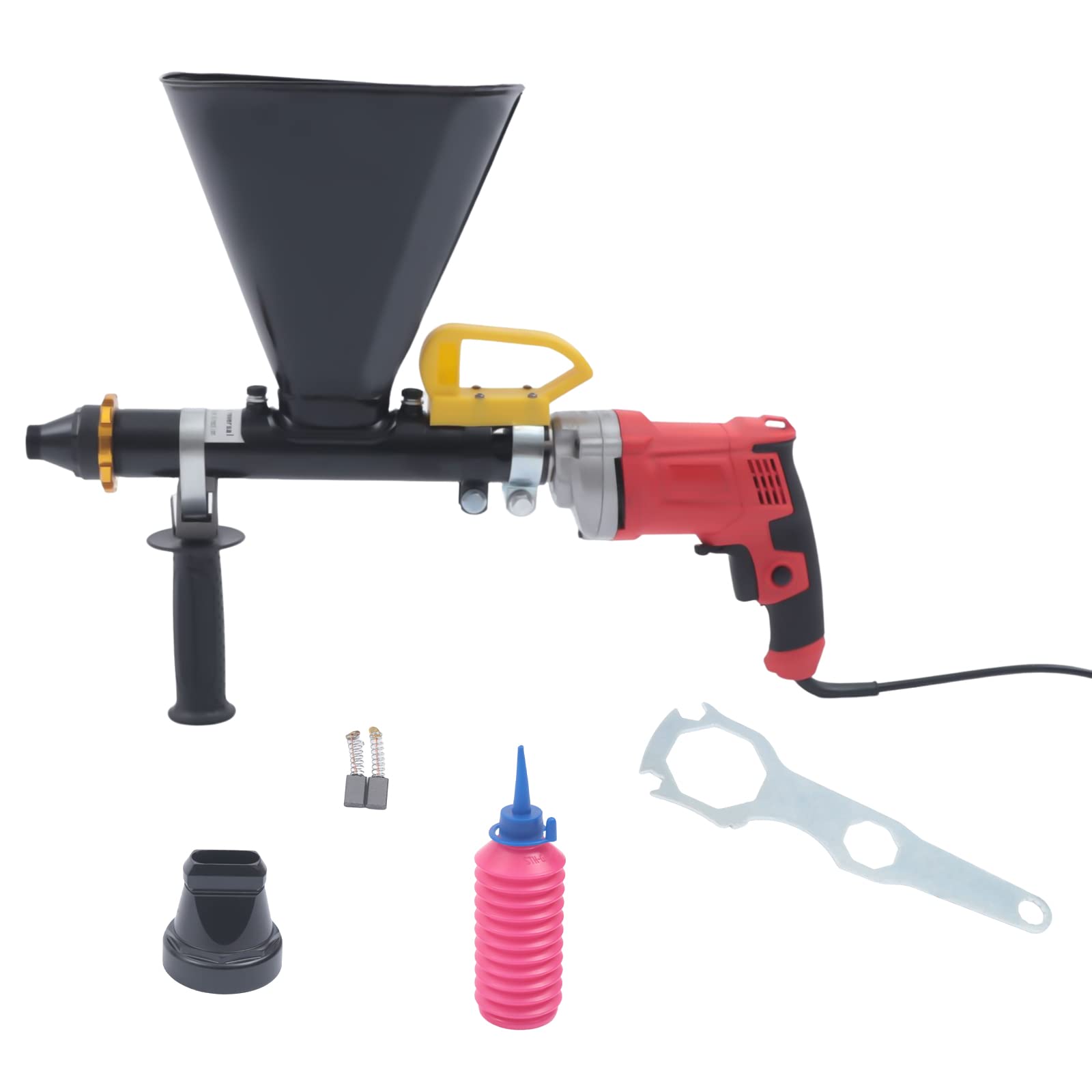 700W Electric Caulking Gun Mortar Pointing Grouting Gun, 110V Cement Mortar Caulking Gun Sprayer Gap Grouting Machine, Brick Tile Grouting Mortar Applicator with Flat & Round Nozzles