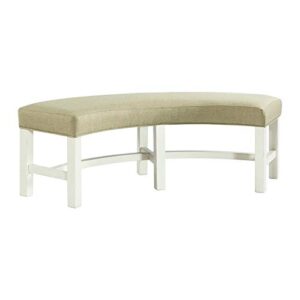 bowery hill modern round bench in natural and white upholstery