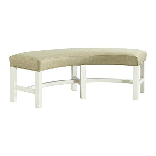 BOWERY HILL Modern Round Bench in Natural and White Upholstery