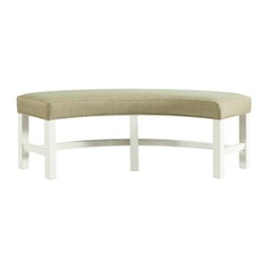 BOWERY HILL Modern Round Bench in Natural and White Upholstery