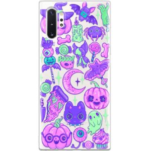 tpu phone case compatible with samsung a72 a71 5g a70 a51 a50 a32 a21 a11 a12 a13 a14 a01 ghost print lightweight soft cat spooky cover bats flexible pizza silicone purple pumpkins shockproof