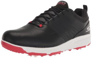 skechers men's go torque pro waterproof golf shoe sneaker, black/red, 9 wide