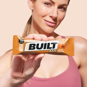 Built Protein Bars, Salted Caramel, 12 Count, 1.73oz Bars, Gluten Free Protein Snacks with 17g of High Protein. Chocolate Protein Bar only 130 calories & 4g sugar, Great On The Go Protein Snack