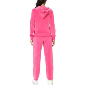 MINANUO Cute 90s Girls Velour Tracksuit Womens 2 Pieces Joggers Outfits for Women Pink Jogging Suits for Women Sweatsuits Set Soft Sport Pants(Pink 06,L)