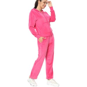 MINANUO Cute 90s Girls Velour Tracksuit Womens 2 Pieces Joggers Outfits for Women Pink Jogging Suits for Women Sweatsuits Set Soft Sport Pants(Pink 06,L)