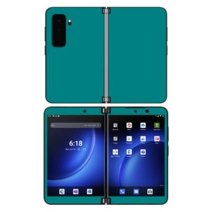 mightyskins skin compatible with microsoft surface duo 2 - solid teal | protective, durable, and unique vinyl decal wrap cover | easy to apply, remove, and change styles | made in the usa