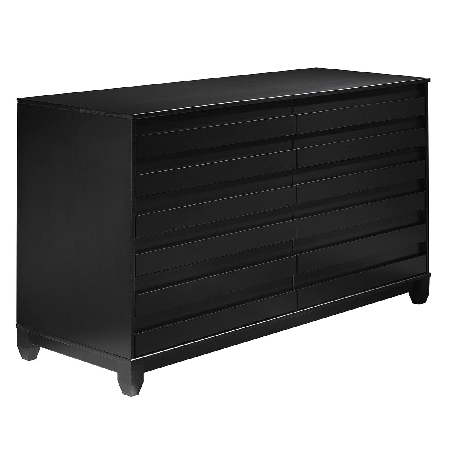 Walker Edison Mack Contemporary Channel Pull 6 Drawer Solid Wood Dresser, 58 Inch, Black