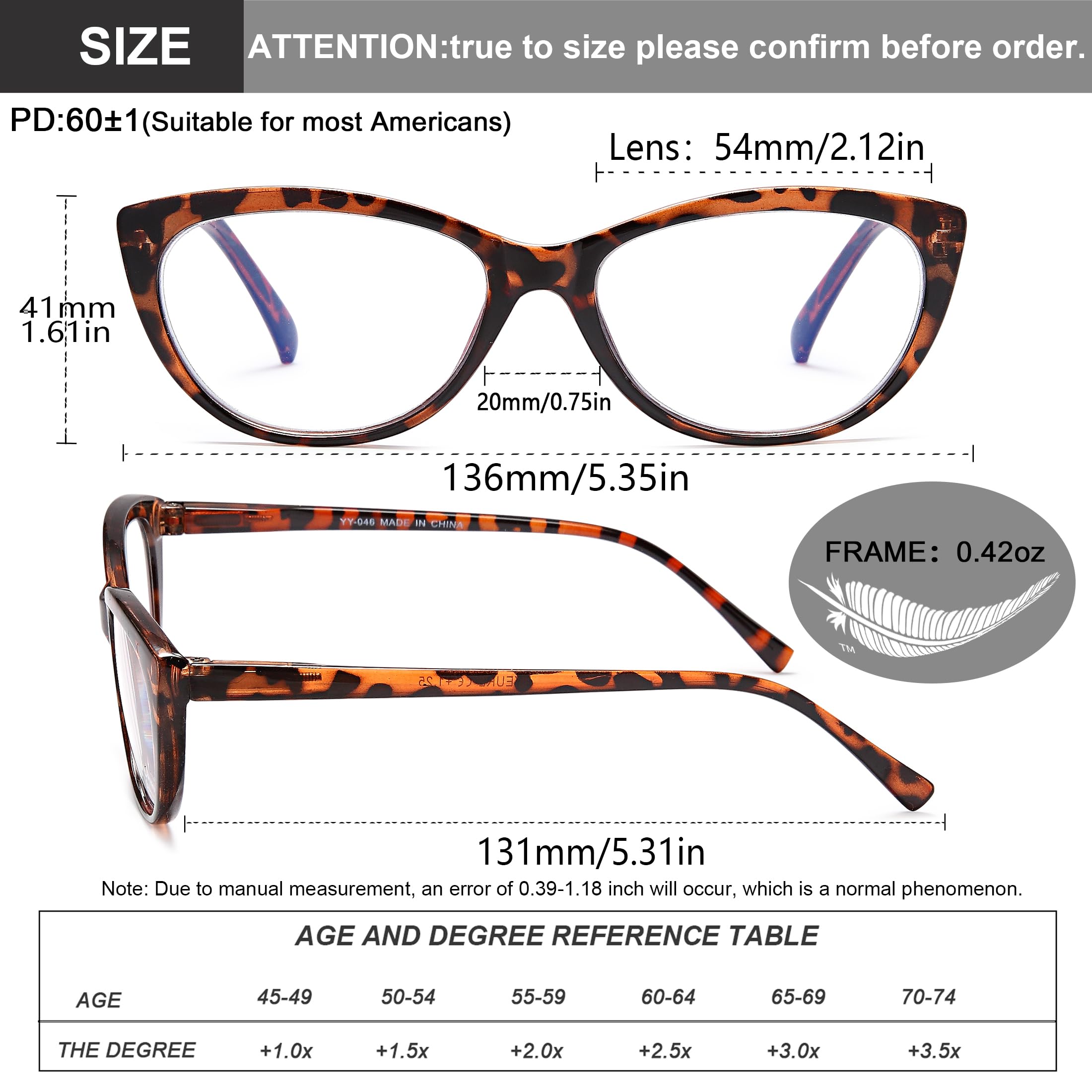 EYEURL 4 Pack Cat Eye Reading Glasses for Women, Blue Light Blocking Readers Lightweight Spring Hinge Anti Eyestrain UV Fashion Eyeglasses +1.50