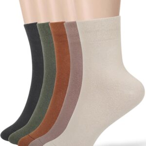 FGZ Womens Thin Cotton Socks, Casual Soft Cotton Socks Women Above Ankle Crew Socks 5 Pairs (5-9, Multicolored)