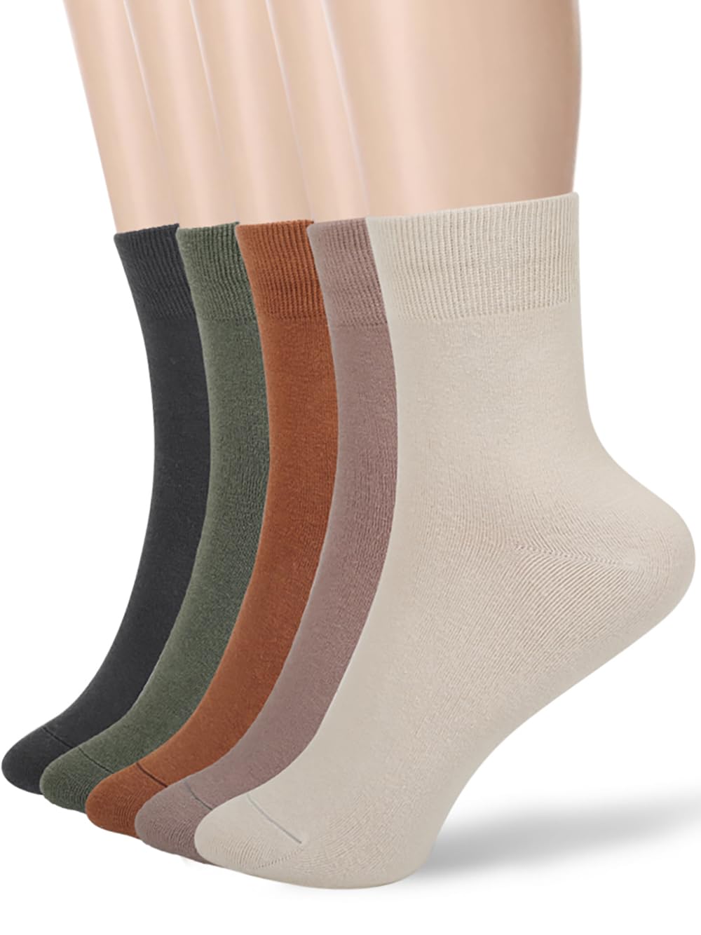 FGZ Womens Thin Cotton Socks, Casual Soft Cotton Socks Women Above Ankle Crew Socks 5 Pairs (5-9, Multicolored)