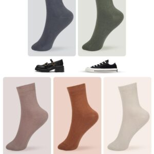 FGZ Womens Thin Cotton Socks, Casual Soft Cotton Socks Women Above Ankle Crew Socks 5 Pairs (5-9, Multicolored)