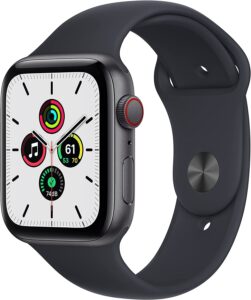 apple watch se (gps + cellular, 44mm) space gray aluminum case with midnight sport band (renewed)