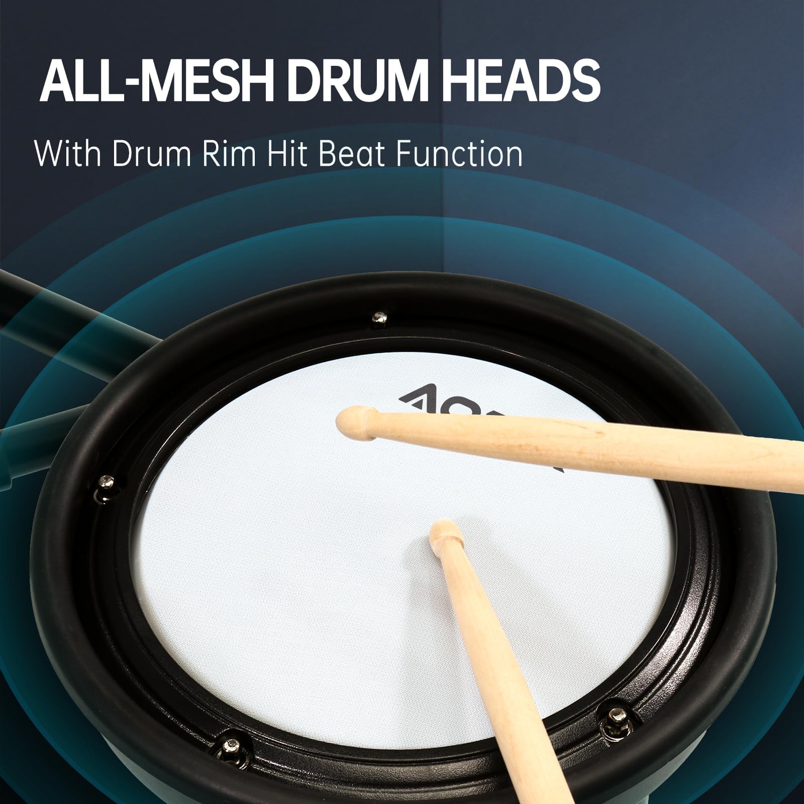 AODSK Electric Drum Set with Quiet Mesh Pads,Electronic Drum for Beginner,USB MIDI,Throne,Headphones,Sticks, Included 15 Kits and 195 Sounds,AED-403