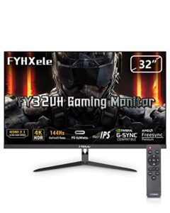 fyhxele 4k gaming monitor 144hz 32inch, fast uhd ips computer monitor, 1ms, vesa mountable, dsc， built-in speakers, free-sync, 1xdp1.4, 1xhdmi2.1, 1xhdmi2.0, 1xusb-c, usb hub, 95% dci-p3, hdr400