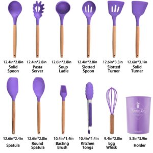 Keidason Kitchen Silicone Cookware Set, 12-piece Kitchen Cookware Non-stick Cookware Is Heat-resistant, BPA-free, Cooking Tools, Stirring Kitchen Tool Set (Purple)