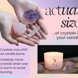 Healing Crystal Candle, 12oz - 3 wick Aquarius, Gemini, Libra Zodiac Candles with Crystals Inside. Zodiac Gifts for Women, Real Crystals and Healing Stones Manifestation Candle, Meditation Candle