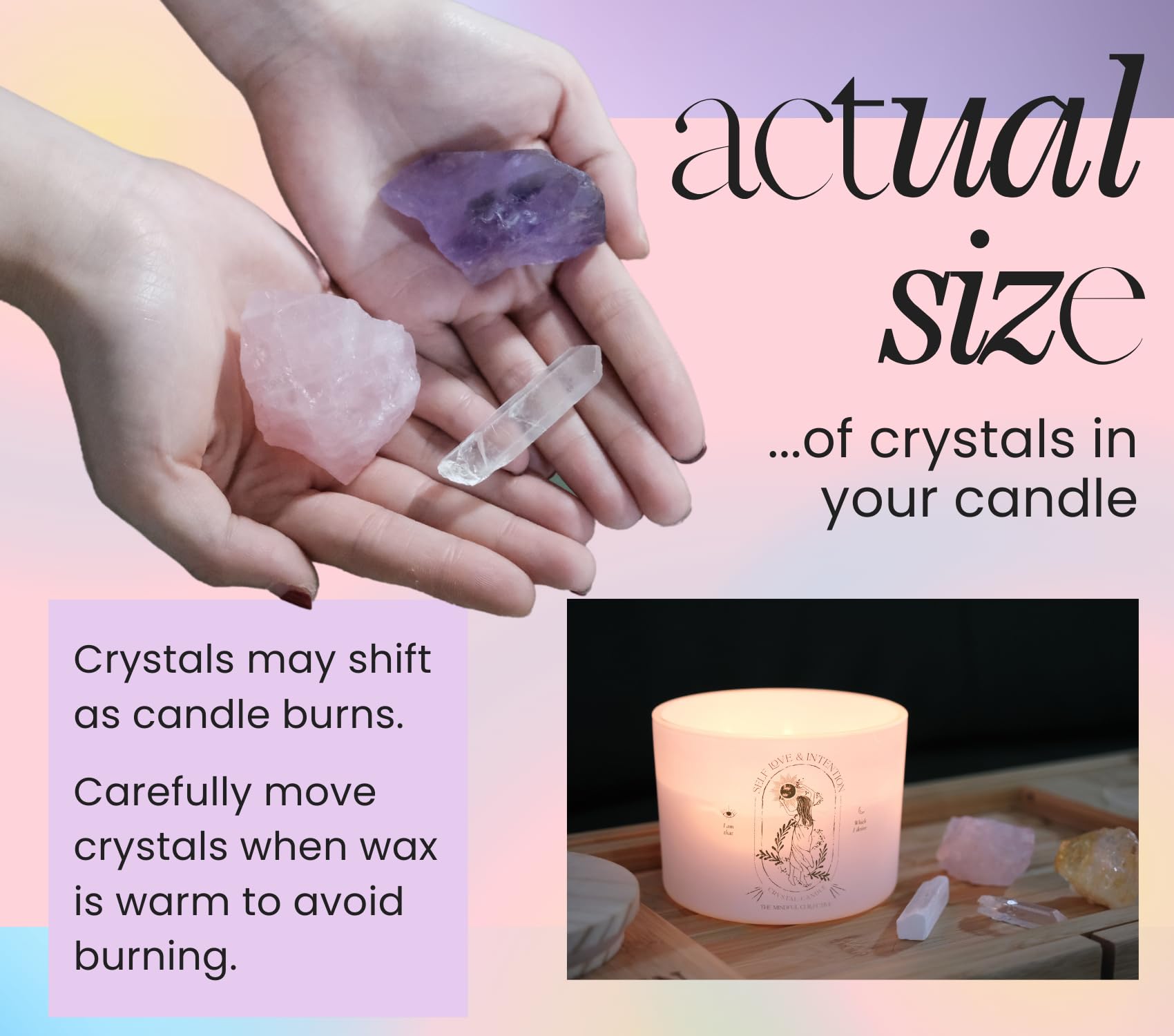 Healing Crystal Candle, 12oz - 3 wick Aquarius, Gemini, Libra Zodiac Candles with Crystals Inside. Zodiac Gifts for Women, Real Crystals and Healing Stones Manifestation Candle, Meditation Candle