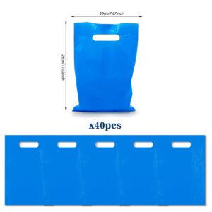 TOSPARTY 40PCS Blue Plastic Gift Bags Candy Bags Die Cut Plastic Bags are Sturdy Party Assorted Plastic Candy Bag Gift Bag