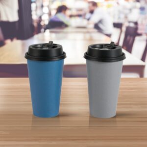 LITOPAK 100 Pack 16 oz Paper Coffee Cups, Disposable Coffee Cups with Lids, Drinking Cups for Coffee, Water, Juice, or Tea. Hot Paper Coffee Cups for Home, Restaurant, Store and Cafe.