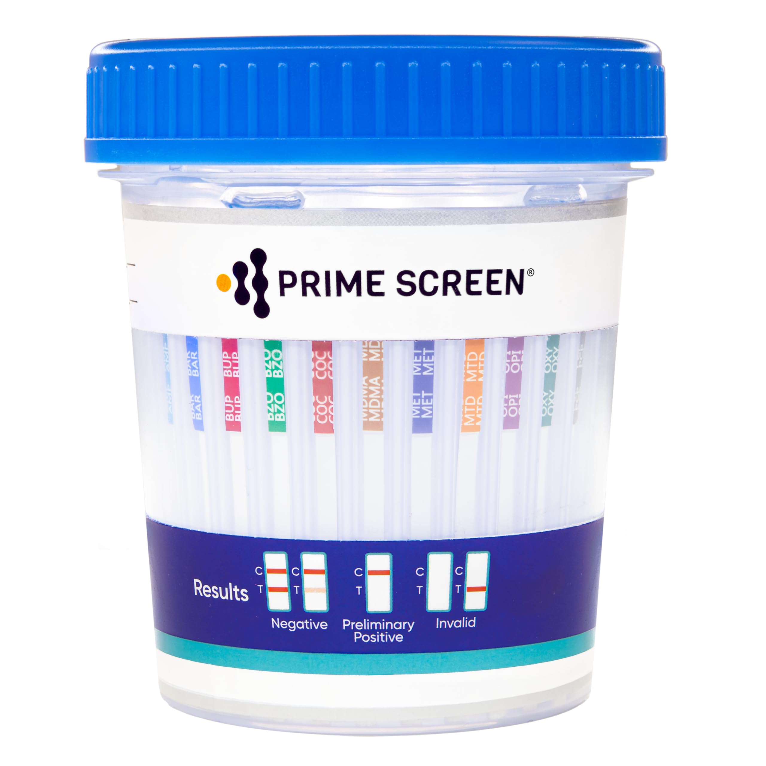 Prime Screen Multi-Drug Urine Test Cup 14 Panel Kit - Test 14 Drugs Including Marijuana (THC),OPI,AMP, BAR, BUP, BZO, COC, mAMP, MDMA, MTD, OXY, PCP, PPX, TCA - [2 Pack]