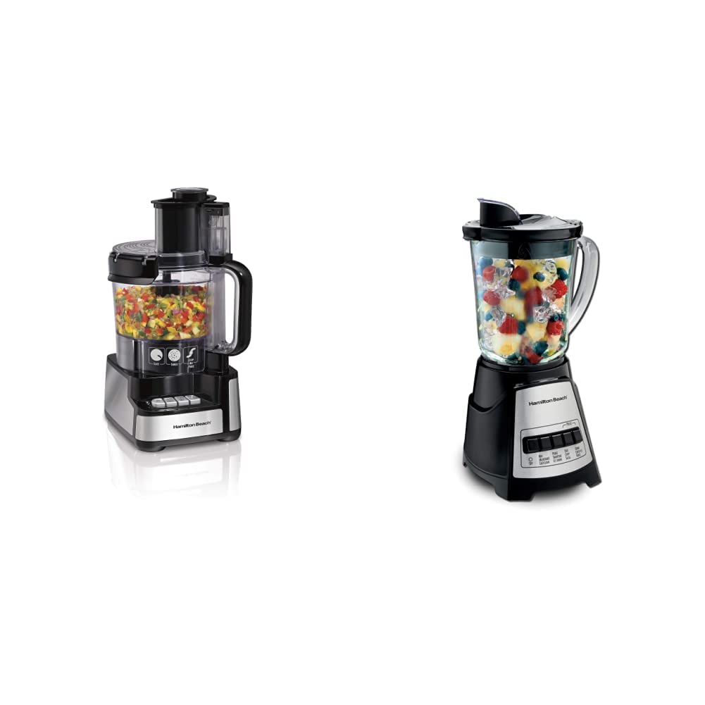 Hamilton Beach Stack & Snap Food Processor and Wave Action Blender Bundle