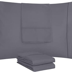 Utopia Bedding Standard Pillow Cases - 4 Pack - Envelope Closure - Soft Brushed Microfiber Fabric - Shrinkage and Fade Resistant Pillow Cases Standard Size 20 X 26 Inches (Standard, Grey)