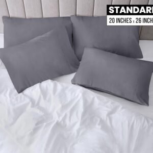 Utopia Bedding Standard Pillow Cases - 4 Pack - Envelope Closure - Soft Brushed Microfiber Fabric - Shrinkage and Fade Resistant Pillow Cases Standard Size 20 X 26 Inches (Standard, Grey)